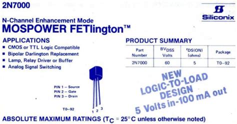 Meet The 2n7000 And 2n7002 Logic Level Switching Mosfets Discrete Semiconductor Products