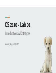 Lab Slides Pdf CS Lab Introductions Datatypes Monday August TA