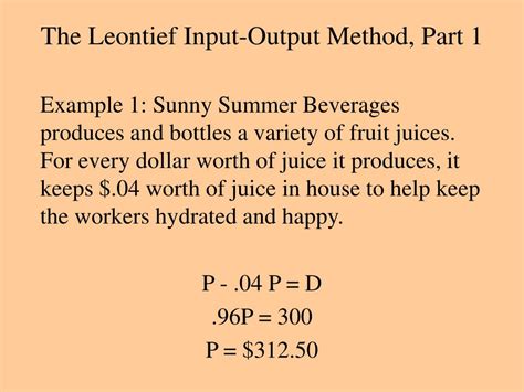 PPT The Leontief Input Output Method Part 1 PowerPoint Presentation