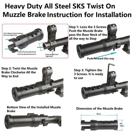 Sks Muzzle Brake Solid Steel Reduces Recoil And Muzzle Climb 7 62x39 M Tacfun