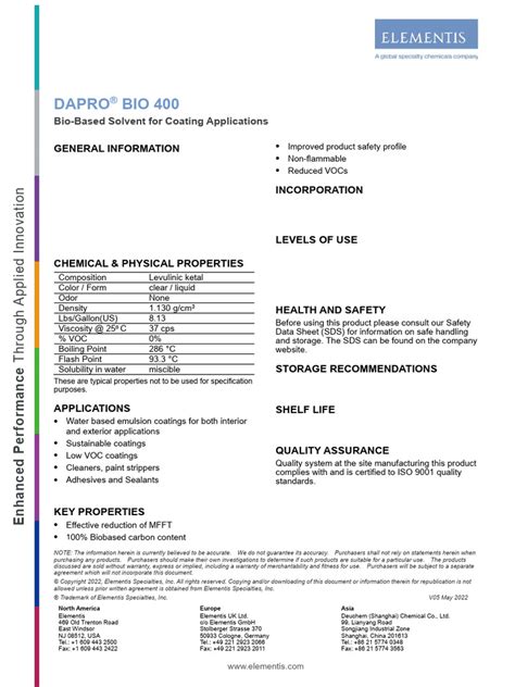 Dapro Bio400 Elementis Grolman Ft Pdf Water Solvent