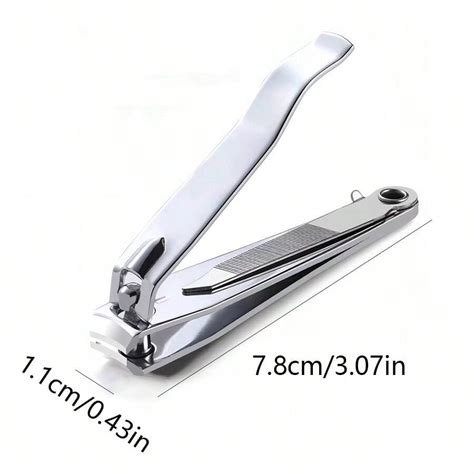 1pc Extra Large Stainless Steel Nail Clipper With Nail File Nail
