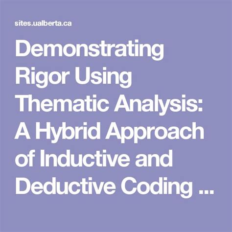 Demonstrating Rigor Using Thematic Analysis A Hybrid Approach Of