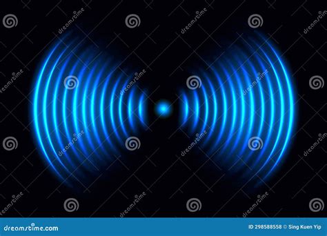 Wi Fi Light Effect Blue Glowing Signal Sensor Waves Internet Wireless Connection Stock Vector