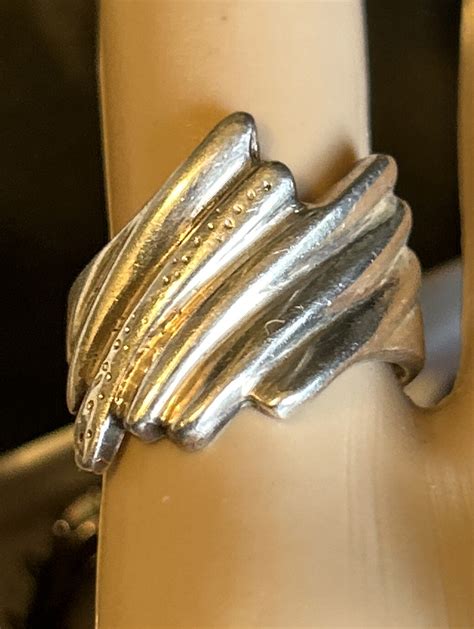 Rare C J Signed Sterling Silver 925 Abstract Ring S… Gem