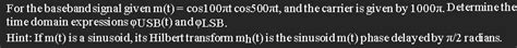 Solved For The Baseband Signal Given M T Cos100πt