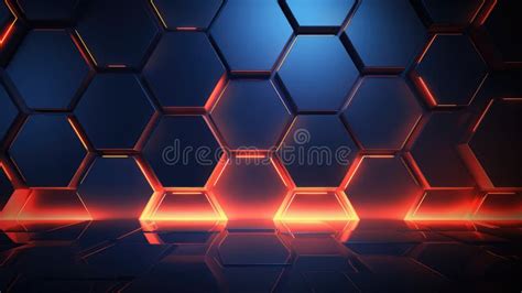 Abstract Geometric Background With Hexagonal Shapes And Glowing Edges Stock Illustration