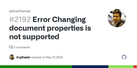 Error Changing Document Properties Is Not Supported Issue Dotnet Format GitHub