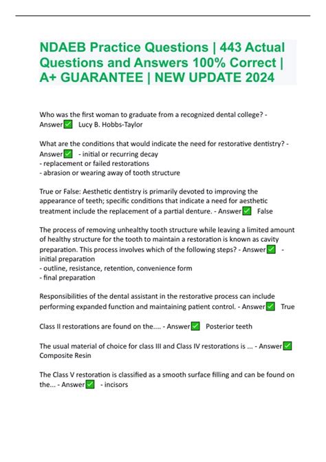 Ndaeb Exam Bundled Complete Questions And Answers 100 Correct Well Detailed New Update 2024