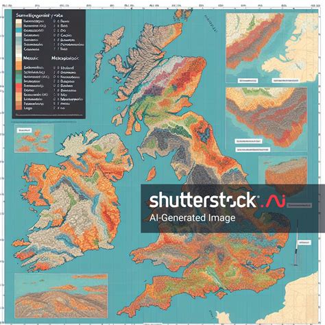 Geological Map Uk Ireland Sedimentary Rocks Ai Generated Image