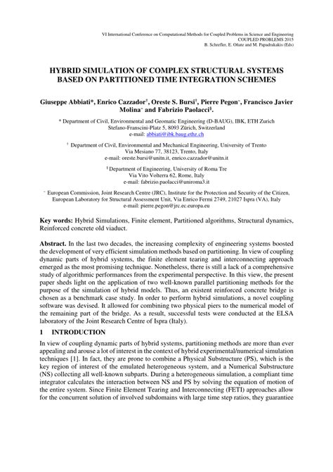 Pdf Hybrid Simulation Of Complex Structural Systems Based On Partitioned Time Integration Schemes