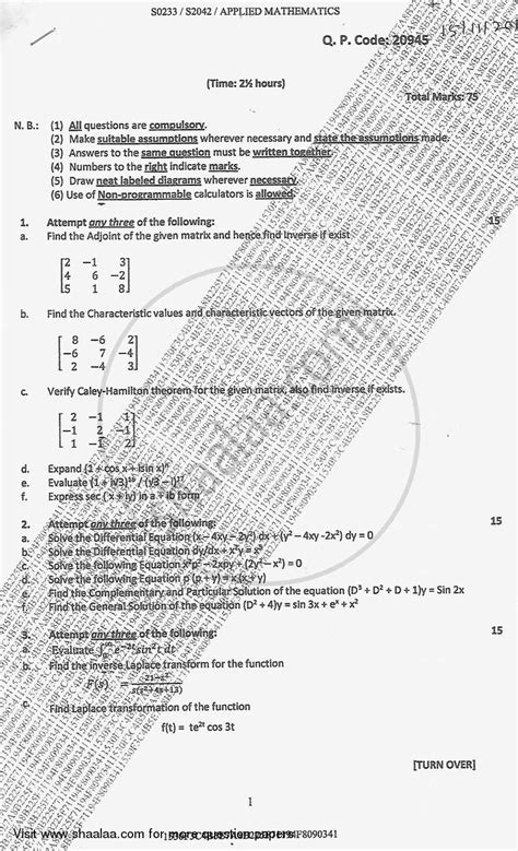 Applied Mathematics 2017 2018 Bsc It Information Technology Semester