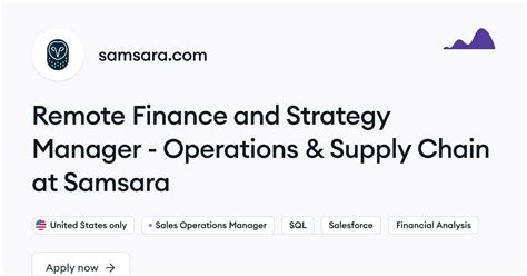 👏 Samsara Is Hiring A Remote Finance And Strategy Manager Operations