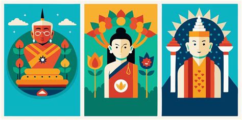 Three Different Illustrations Of Buddhas 55773336 Vector Art At Vecteezy