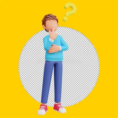 3d Render Cute Boy With Question Mark Stock Image Illustration Of