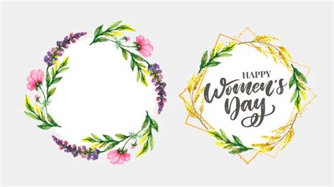 꽃과 여자의 날 텍스트 디자인 프리미엄 벡터