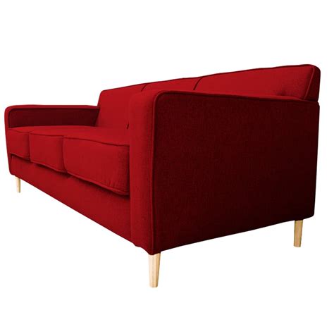 Ripley Sofa Lilen Chenille Tipo Lino Rojo 3 Cuerpos