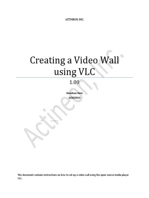 Vlc Video Wall Configuration Pdf Video System Software