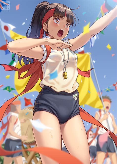 Pairan Original Commentary Request Highres 1girl 3others American Flag Arm Up Artist