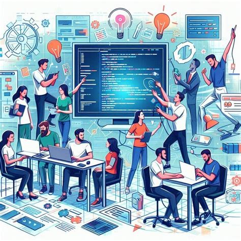 Software Development Team Collaboration Premium Ai Generated Image
