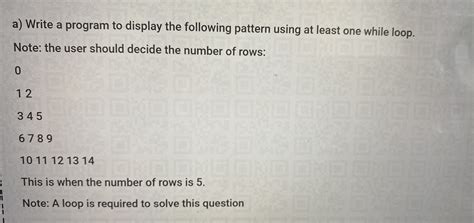 Solved A Write A Program To Display The Following Pattern