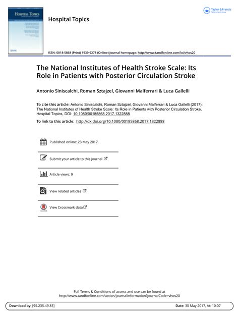 Pdf The National Institutes Of Health Stroke Scale Its Role In Patients With Posterior