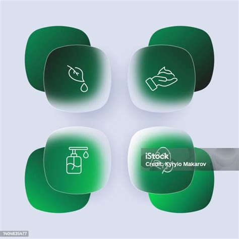 피부 보호 세트 아이콘입니다 보습 핸드 크림 얼굴 마스크 여드름 치료 방부제 면도 젤 수분 신 케어 개념 유리 형태 스타일 비즈니스용 벡터 줄 아이콘 3차원 형태에 대한