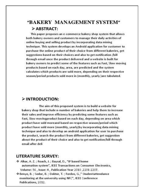 Bakery Management System Abstract Pdf Information Technology Computer Science
