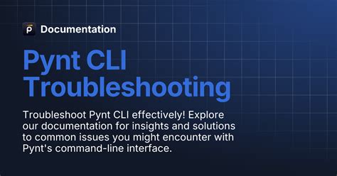 Pynt Cli Troubleshooting Documentation