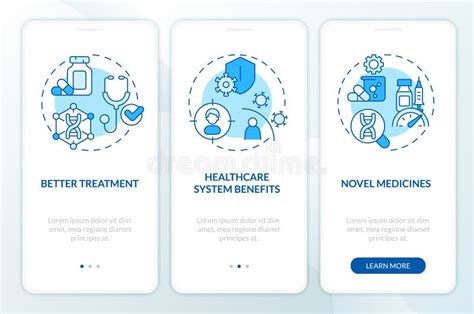 Benefits Of Precision Medicine Blue Onboarding Mobile App Screen Stock Vector Illustration Of