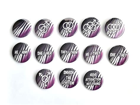 Asexual Ace Pride Flag Pin Buttons Tiger Stripes Pronouns Etsy