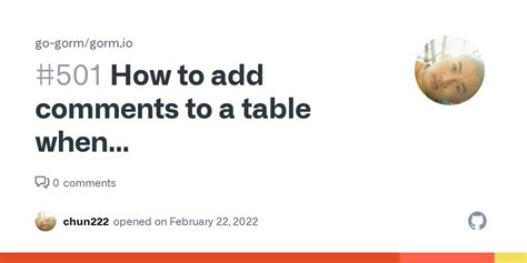 How To Add Comments To A Table When Migratorcreatetable？ · Issue