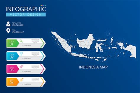 위치 포인터 표시가 있는 인도네시아 지도 분할 도시 및 자본 인포 그래픽 벡터 템플릿이있는 높은 상세한 국가지도 0명에 대한 스톡 벡터 아트 및 기타 이미지 Istock