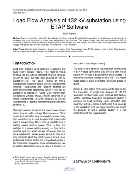 Load Flow Analysis Of 132 Kv Substation Using Etap Software Pdf Pdf Electrical Substation