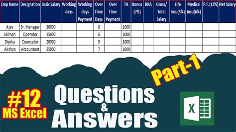 Salary Sheet In Excel Excel म Salary Shee कस बनत ह P 12 abbsoftstudy excel