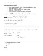 Pre Calculus II Angles And Their Measure Objectives Study Guide Solution Pre Calculus