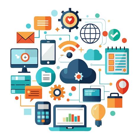 Colorful Illustration Of Interconnected Devices And Icons Representing