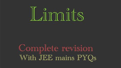 Limits Revision With Jee Mains Pyqs Youtube