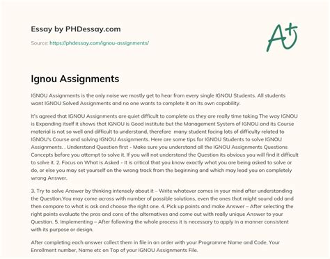 Ignou Assignments Words PHDessay Com