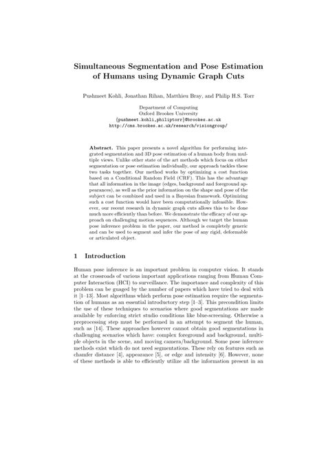 Pdf Simultaneous Segmentation And Pose Estimation Of Humans Using