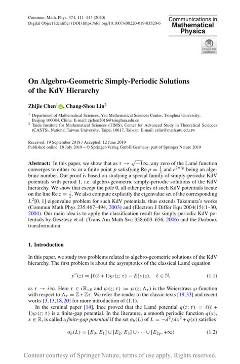 On Algebro Geometric Simply Periodic Solutions Of The Kdv Hierarchy Request Pdf