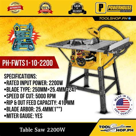 powerhouse table saw ph fwts1 10 2200 with free toolset shopee