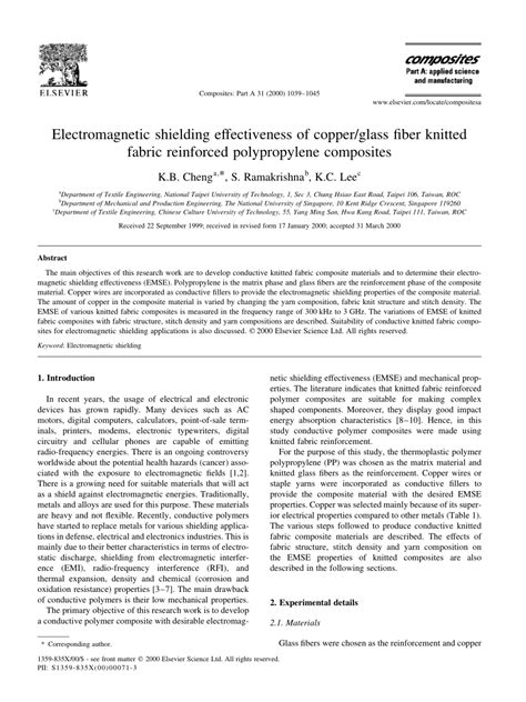 Pdf Electromagnetic Shielding Effectiveness Of Copper Glass Fiber