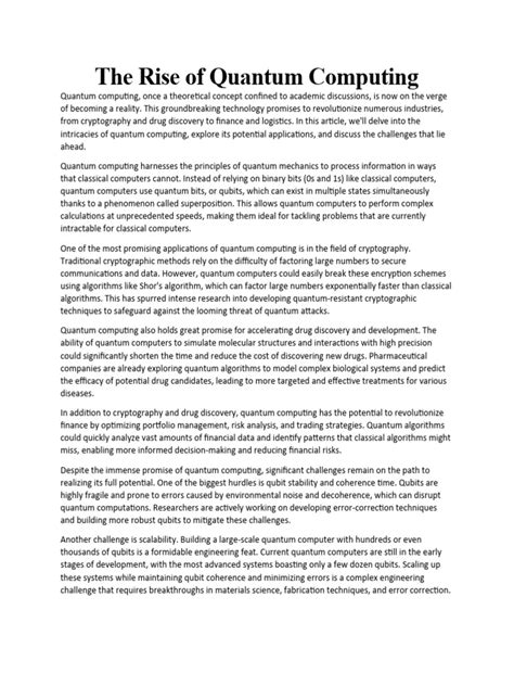 The Rise Of Quantum Computing Download Free Pdf Quantum Computing