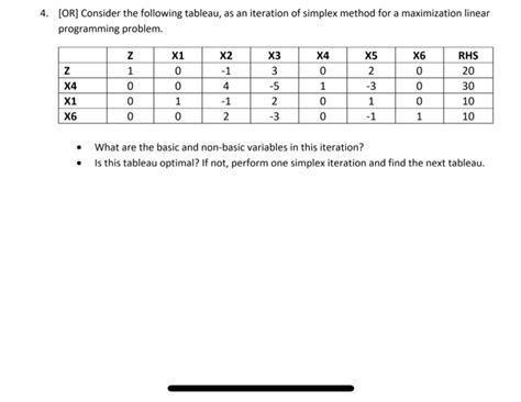 Solved 4 Or Consider The Following Tableau As An