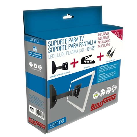 Suporte Bi Articulado De Parede Brasforma Sbrp 136 Para Tvs Lcd Led
