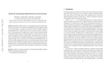 Model Free Subsampling Method Based On Uniform Designs Papers With Code