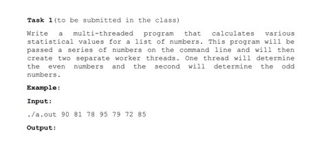 Solved Task 1 To Be Submitted In The Class A Write