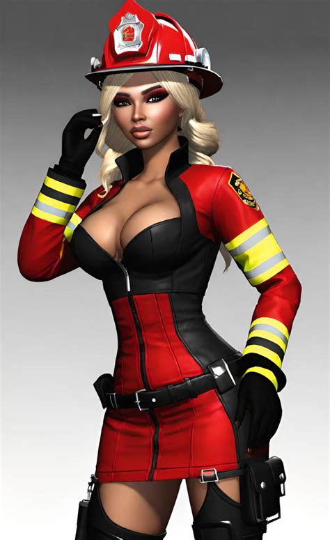 Firefighter In Lingerie Woman Babe Lady By Barbietheartist On Deviantart