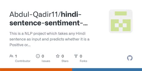 Github Abdul Qadir11hindi Sentence Sentiment Analysis This Is A Nlp Project Which Takes Any